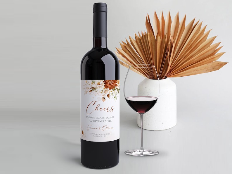 Terracotta Wedding Custom Wine Label Template Wedding Wine - Etsy