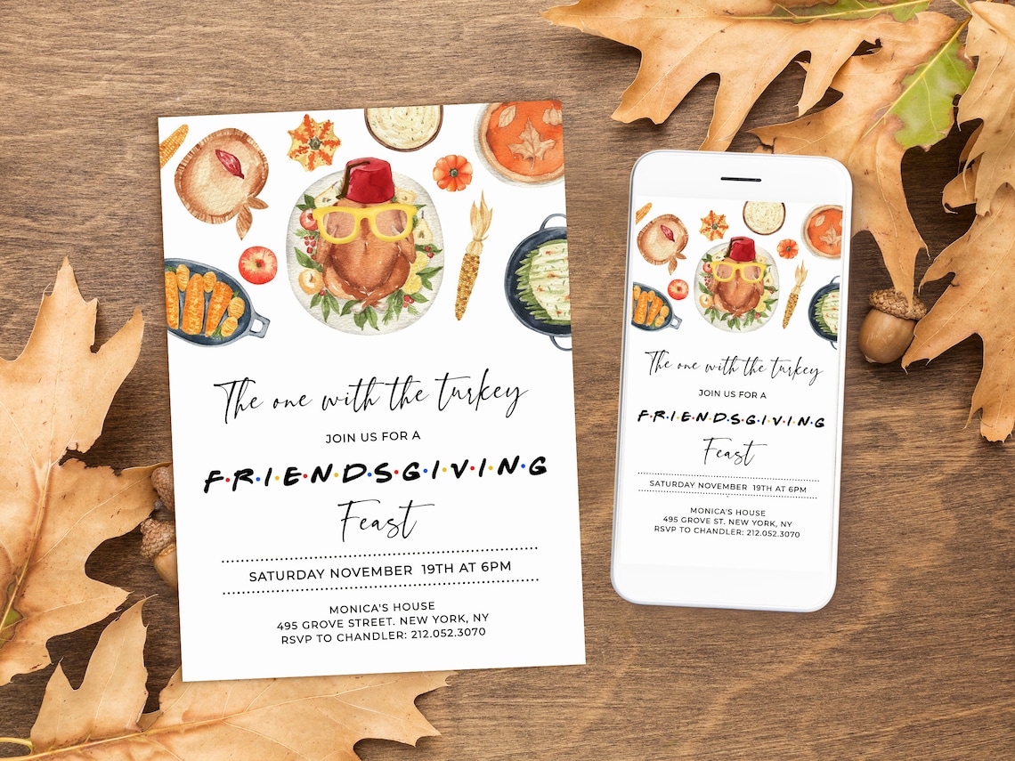 FRIENDSGIVING Invitation Template Holiday Party Invitation - Etsy