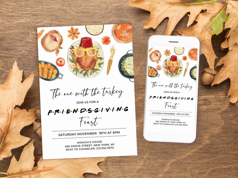 FRIENDSGIVING Invitation Template Holiday Party Invitation - Etsy