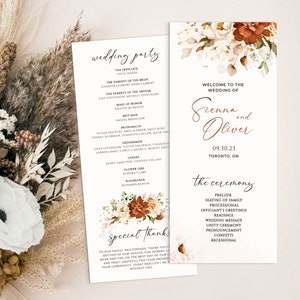 Fall WEDDING PROGRAM Order of Service - Terracotta Wedding Programs ...
