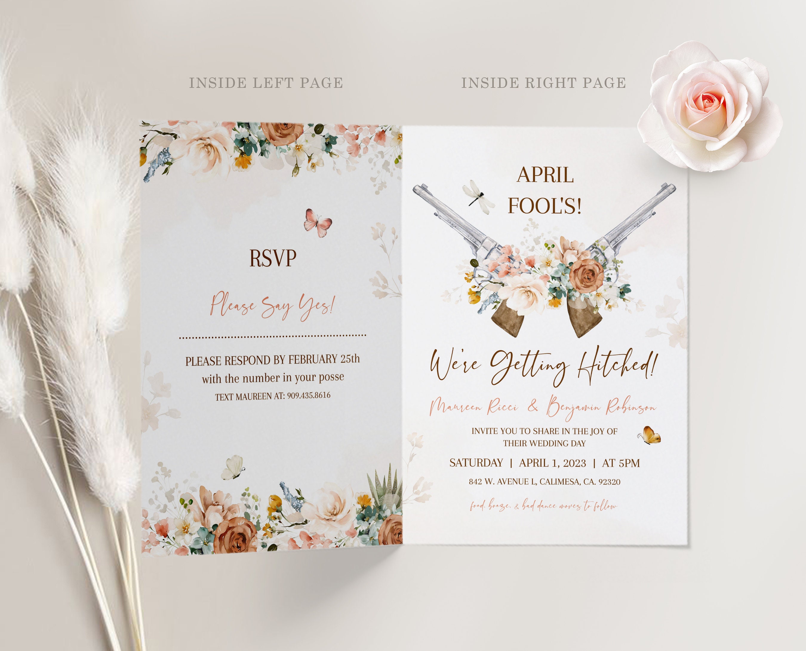 April Fool's Western Wedding Invitation Template Rustic - Etsy