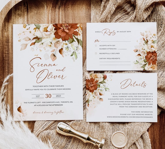 Terracotta Wedding Invitation Suite Rust Wedding Burnt - Etsy