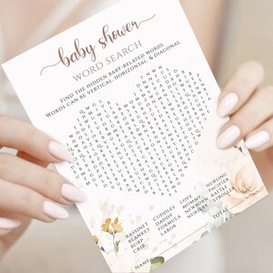 Baby in Bloom Baby Shower Word Search, Garden Baby Shower Word Search ...