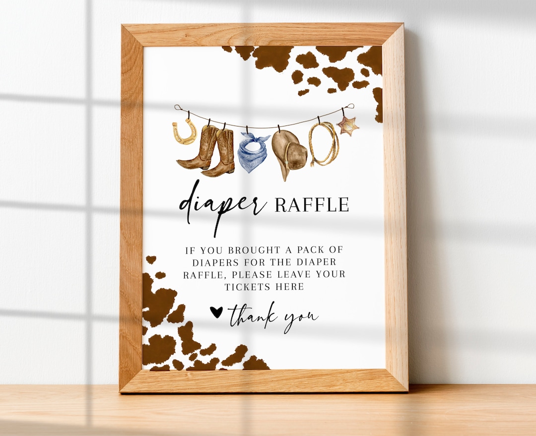 LITTLE COWBOY Diaper Raffle Sign, Diaper Raffle Ticket Sign, Western ...