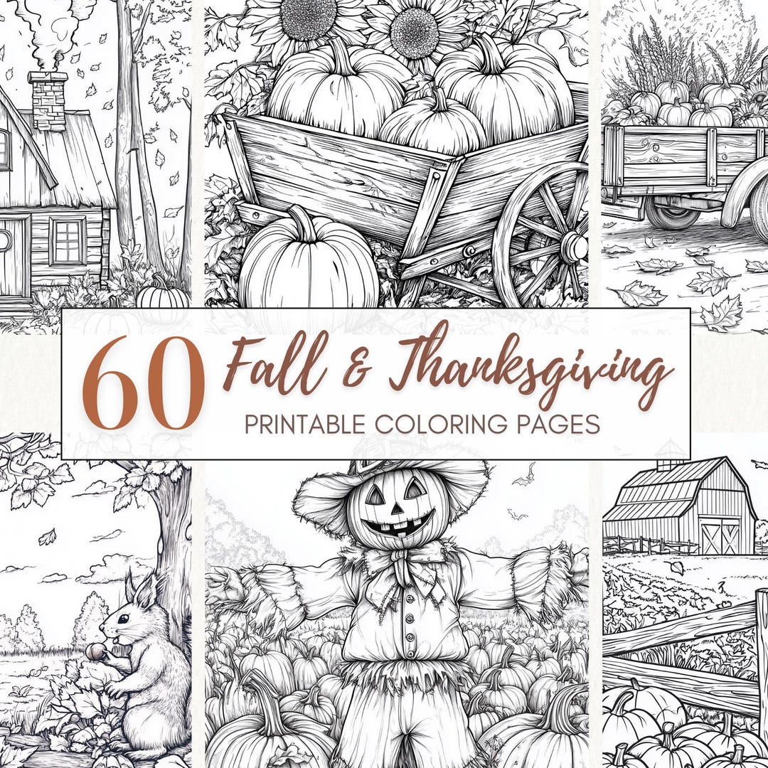 60 Fall and Thanksgiving Inspired Coloring Pages for Kids and Adults ...