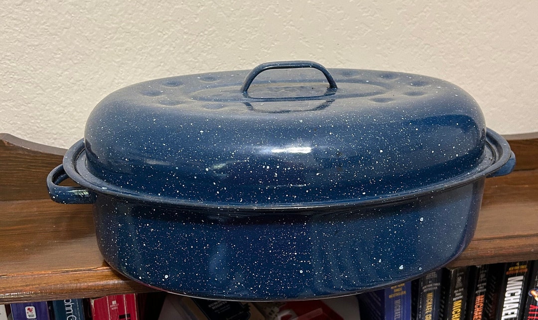 Graniteware Oval Roaster With Lid - Etsy