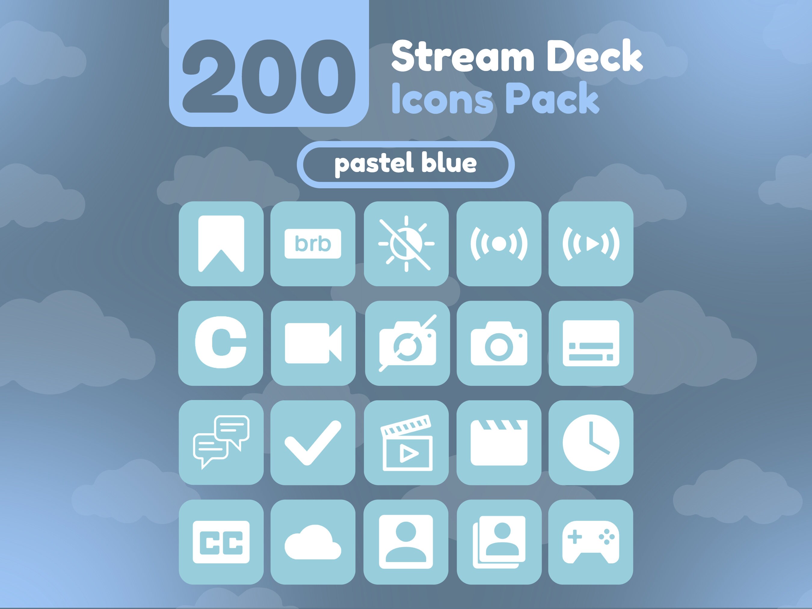 200 Stream Deck Icons | Pastel Blue Solid | Pastel Collection | Cute ...