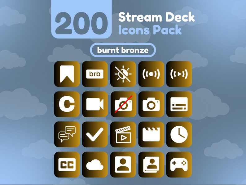 200 Stream Deck Icons | Black + Gold Gradient | Burnt Bronze Collection ...