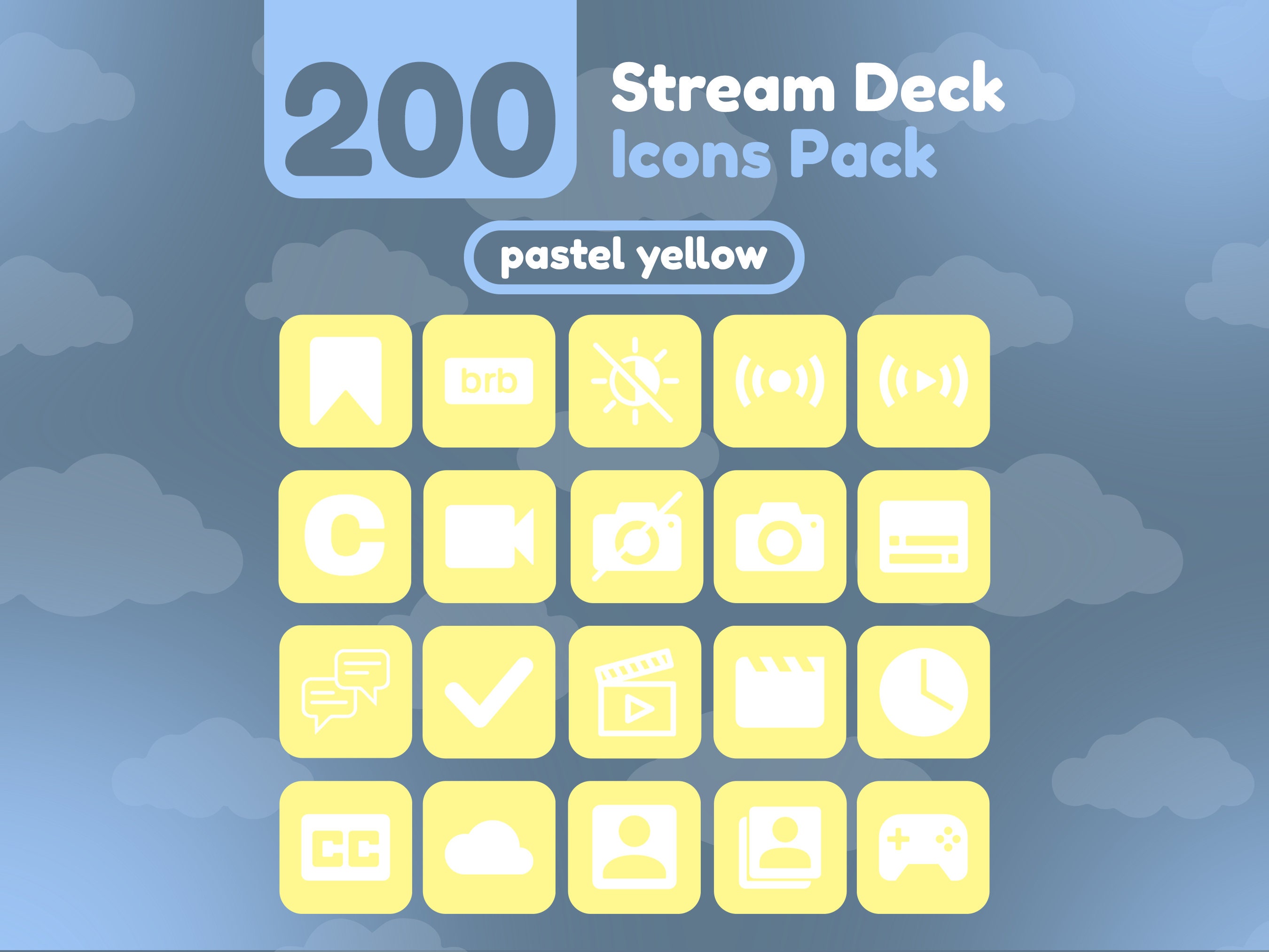 200 Stream Deck Icons | Pastel Yellow Solid | Pastel Collection | Cute ...