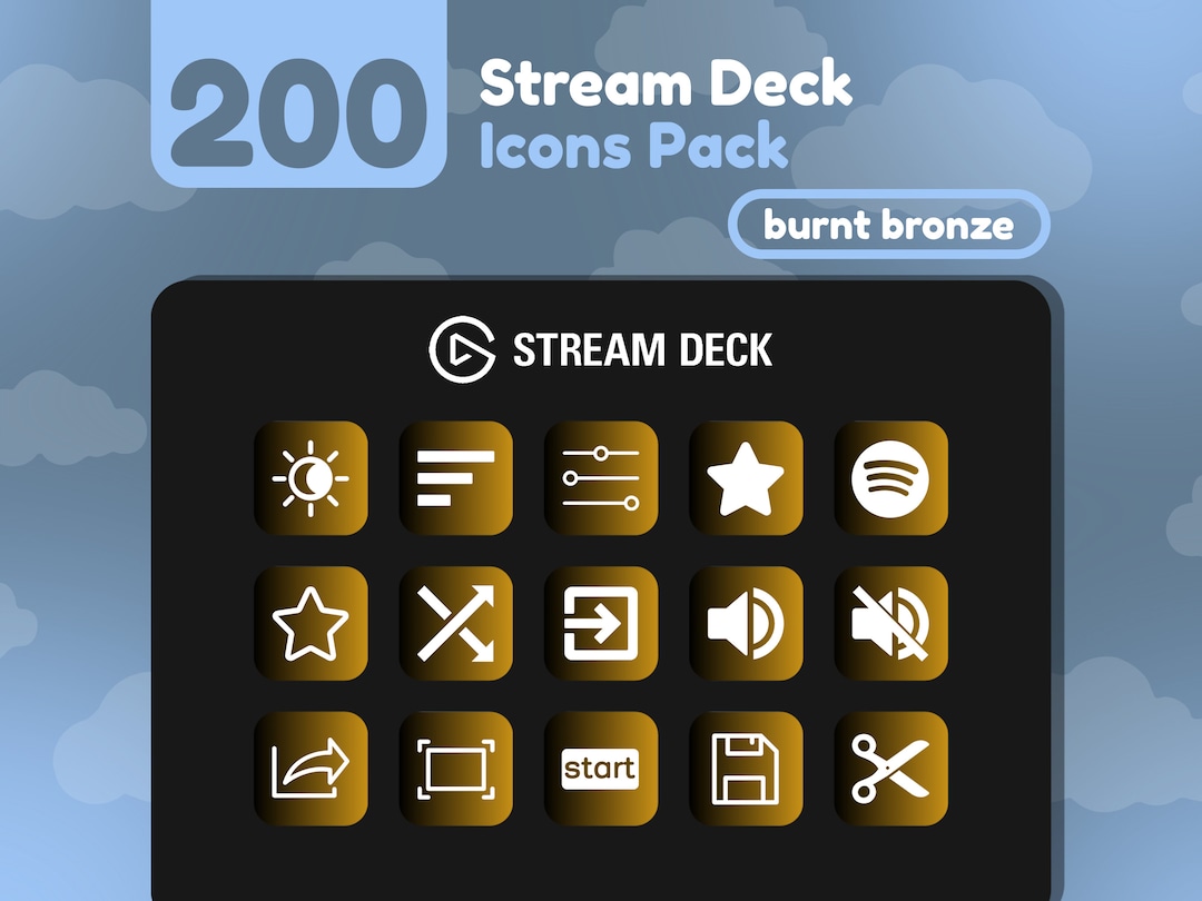 200 Stream Deck Icons | Black + Gold Gradient | Burnt Bronze Collection ...