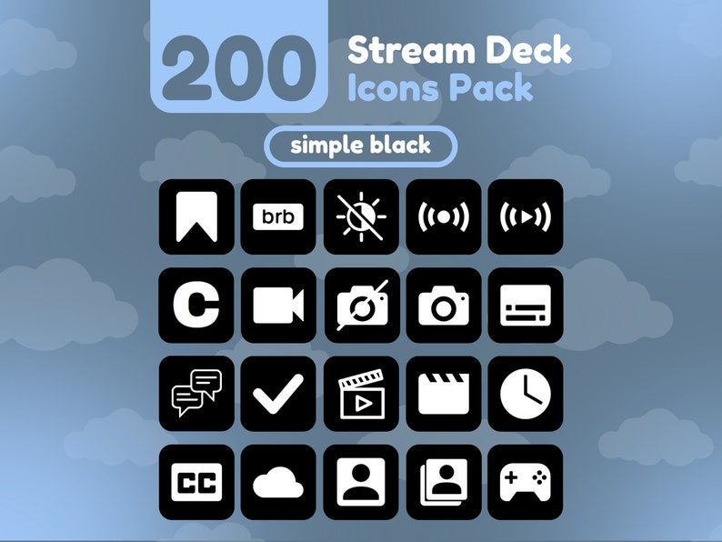 200 Stream Deck Icons | Black Solid | Rainbow Collection | Cute ...