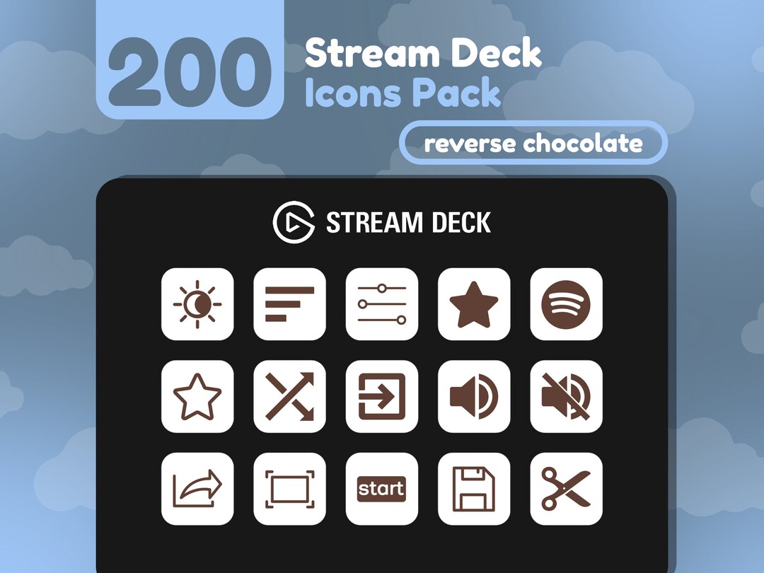 200 Stream Deck Icons | White + Chocolate Bar Solid | Reverse ...