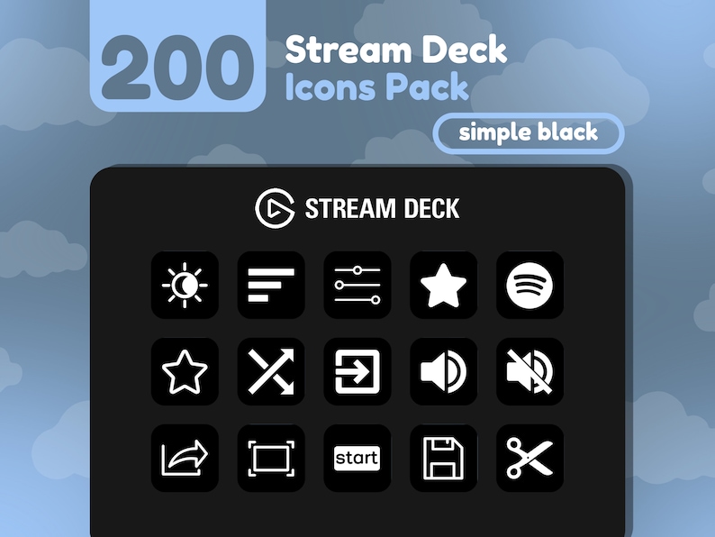 200 Stream Deck Icons | Black Solid | Rainbow Collection | Cute ...