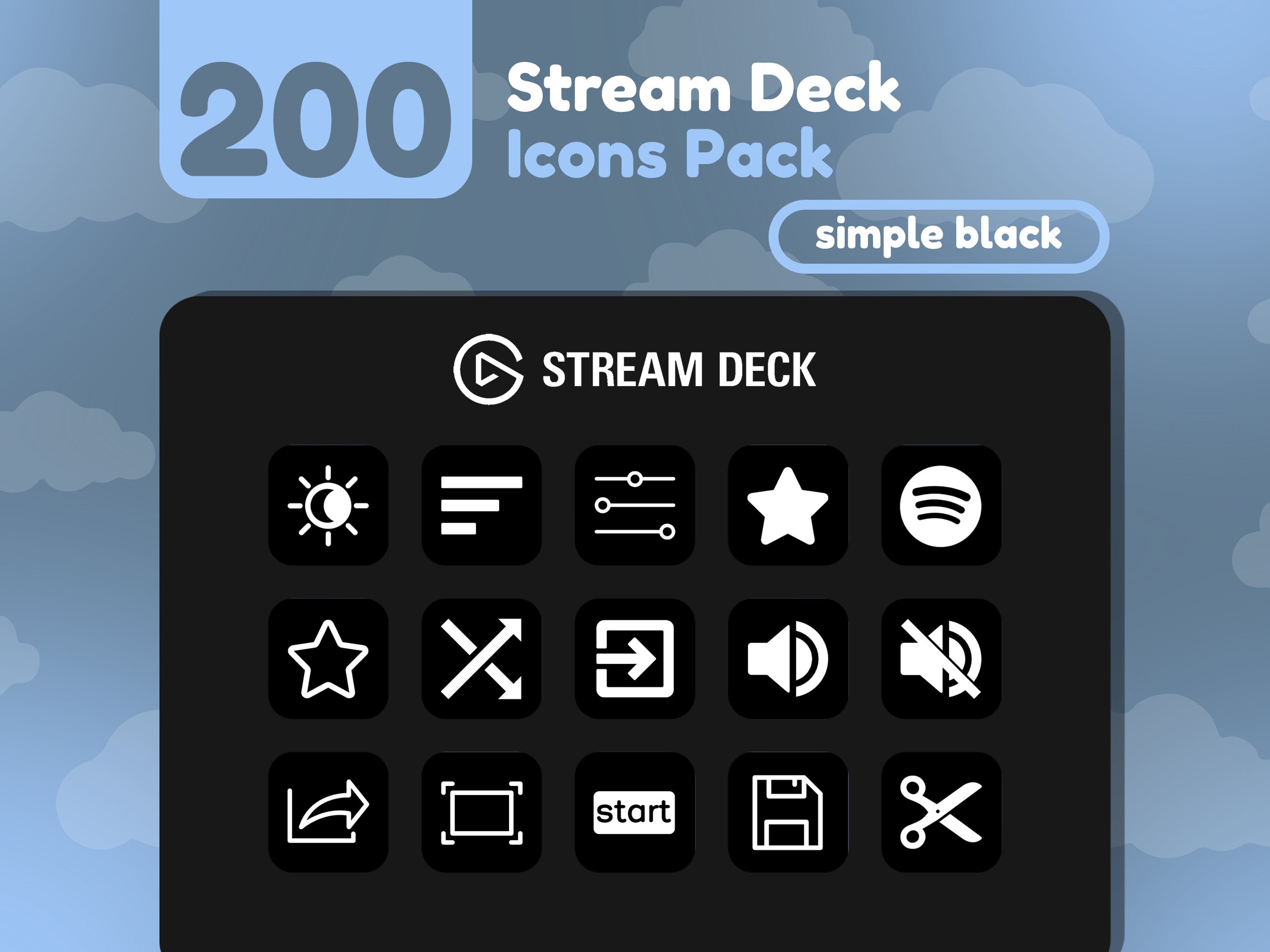 200 Stream Deck Icons | Black Solid | Rainbow Collection | Cute ...