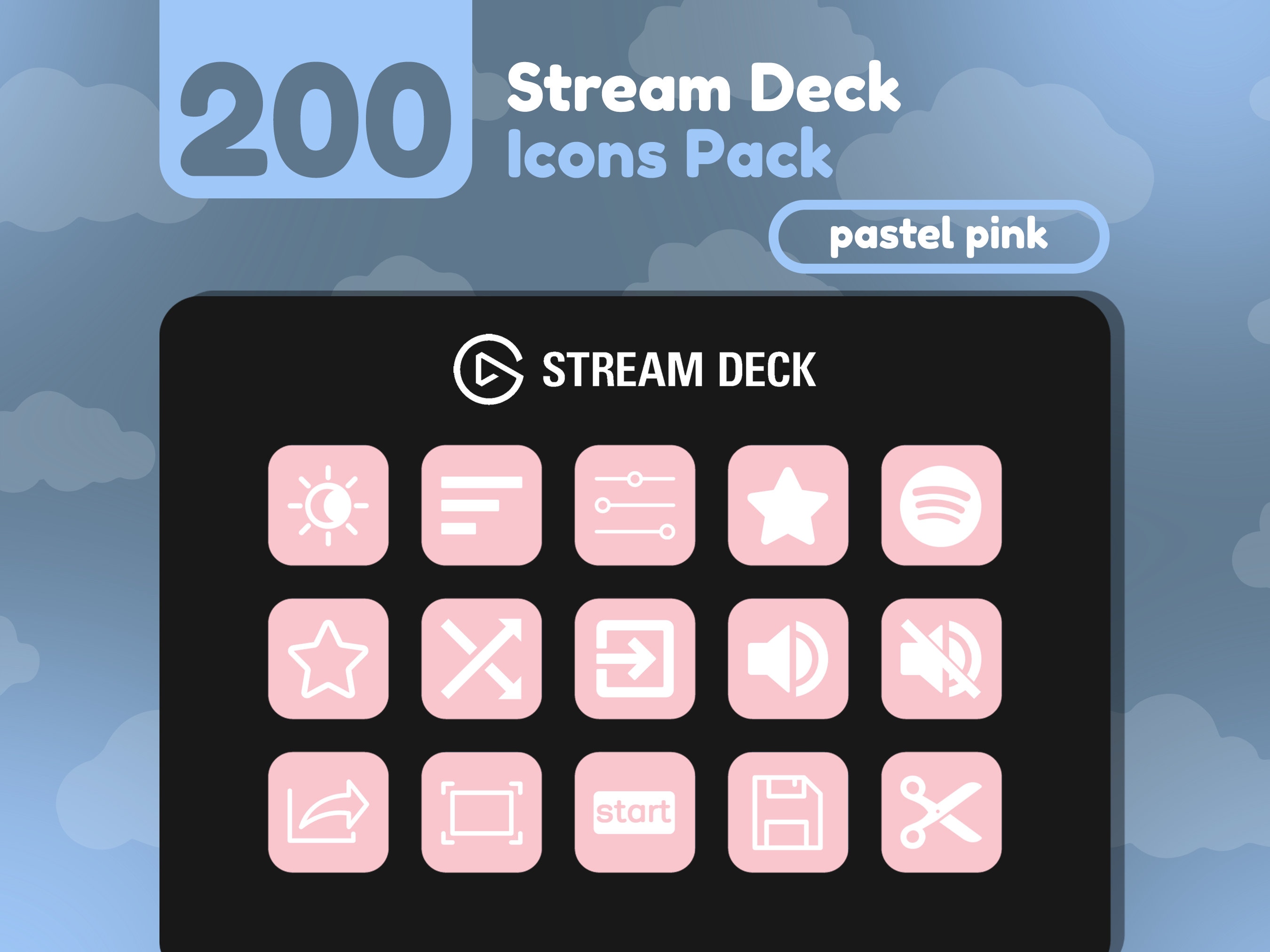 200 Stream Deck Icons Pastel Pink Solid Pastel Collection Cute Elgato ...