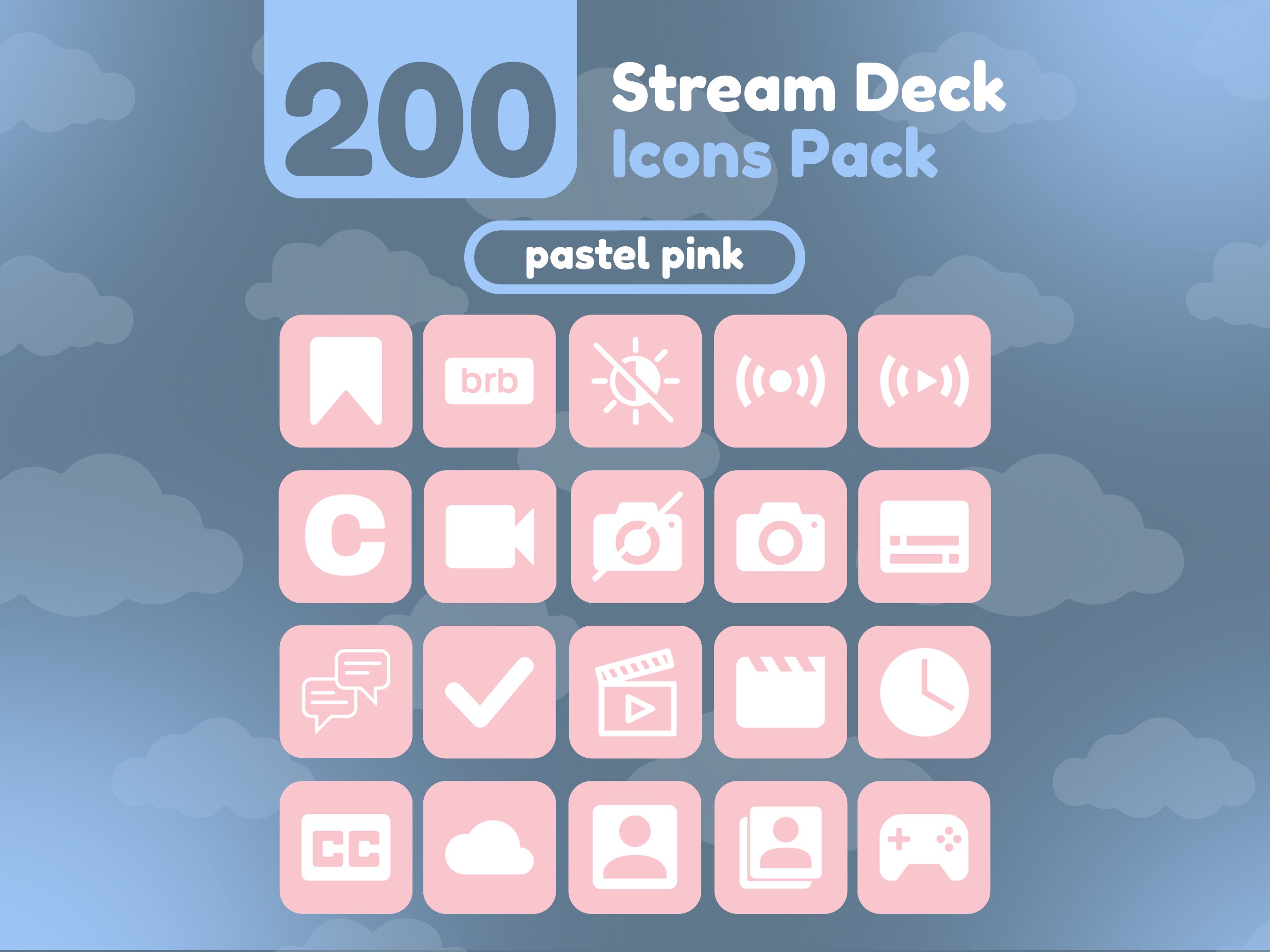 200 Stream Deck Icons | Pastel Pink Solid | Pastel Collection | Cute ...