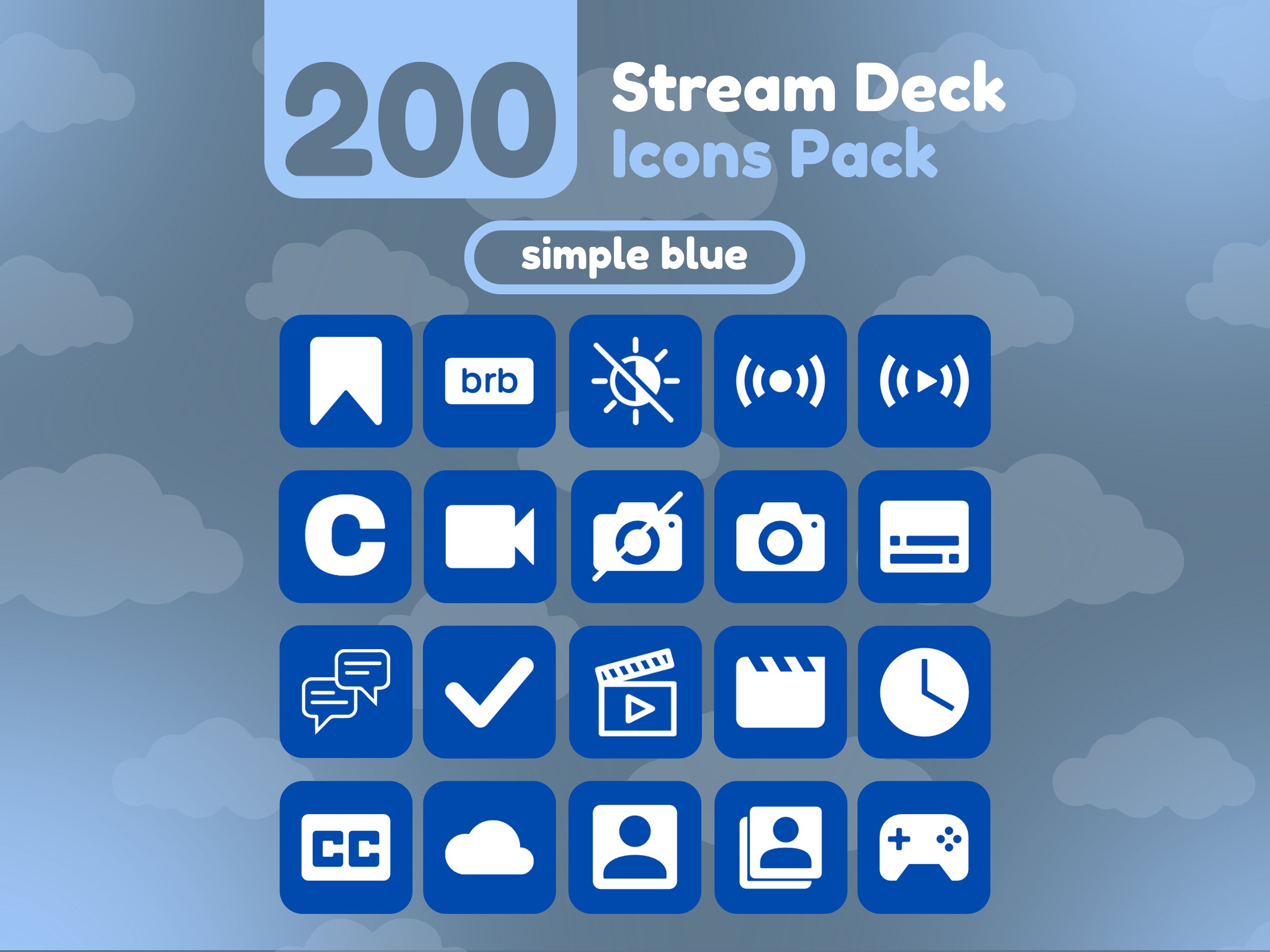 200 Stream Deck Icons | Blue Solid | Rainbow Collection | Cute | Elgato ...