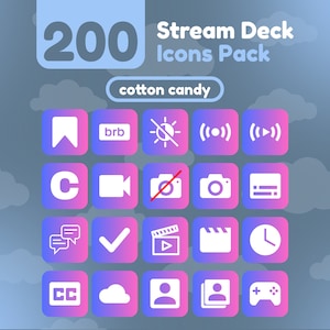 200 Stream Deck Icons | Blue + Pink Gradient | Cotton Candy Collection ...
