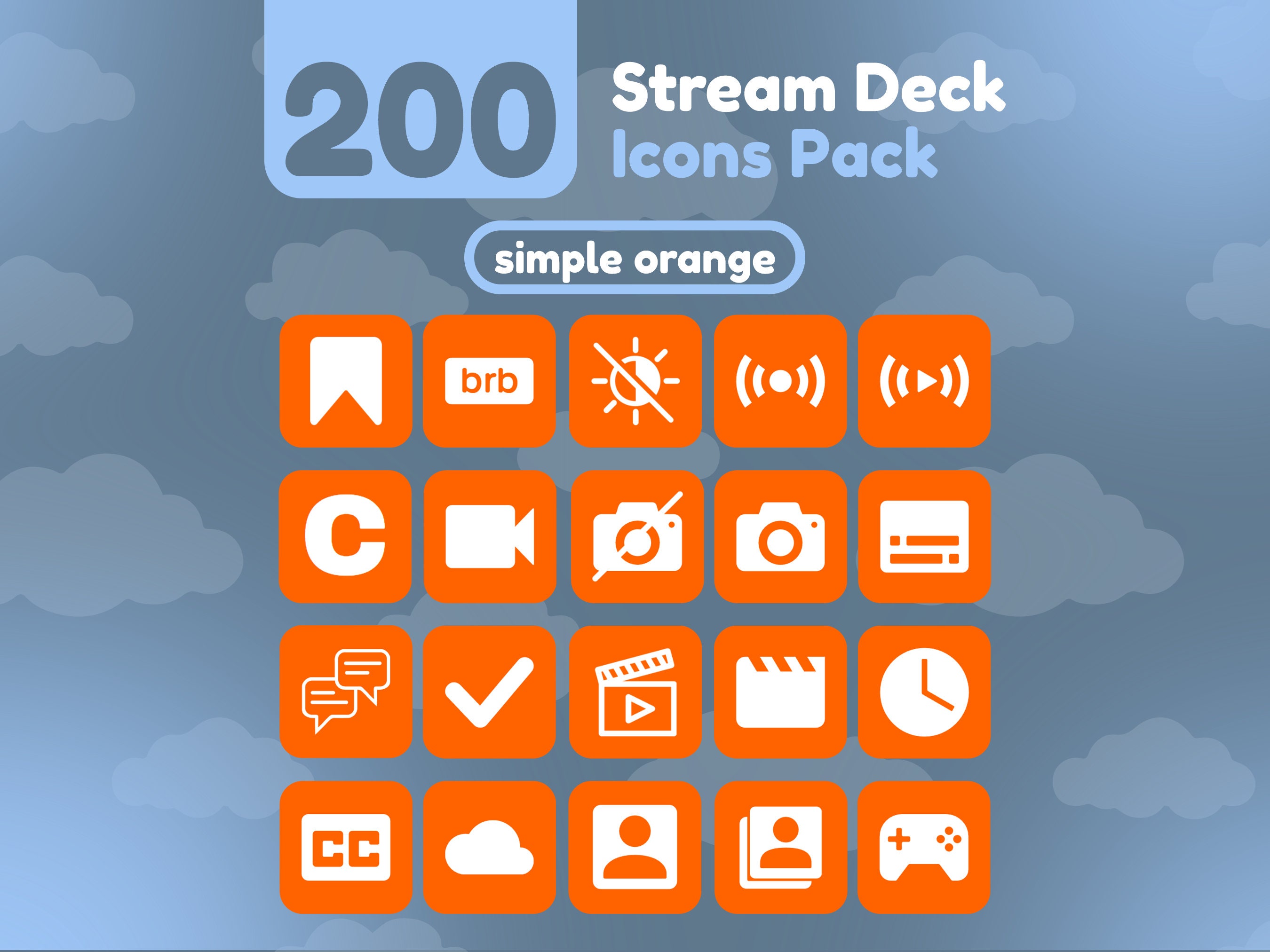 200 Stream Deck Icons | Orange Solid | Rainbow Collection | Cute ...