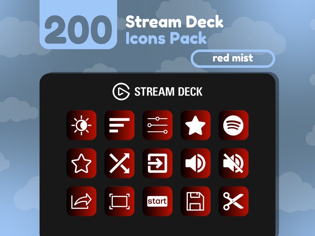 200 Stream Deck Icons | Red + Black Gradient | Red Mist Collection ...