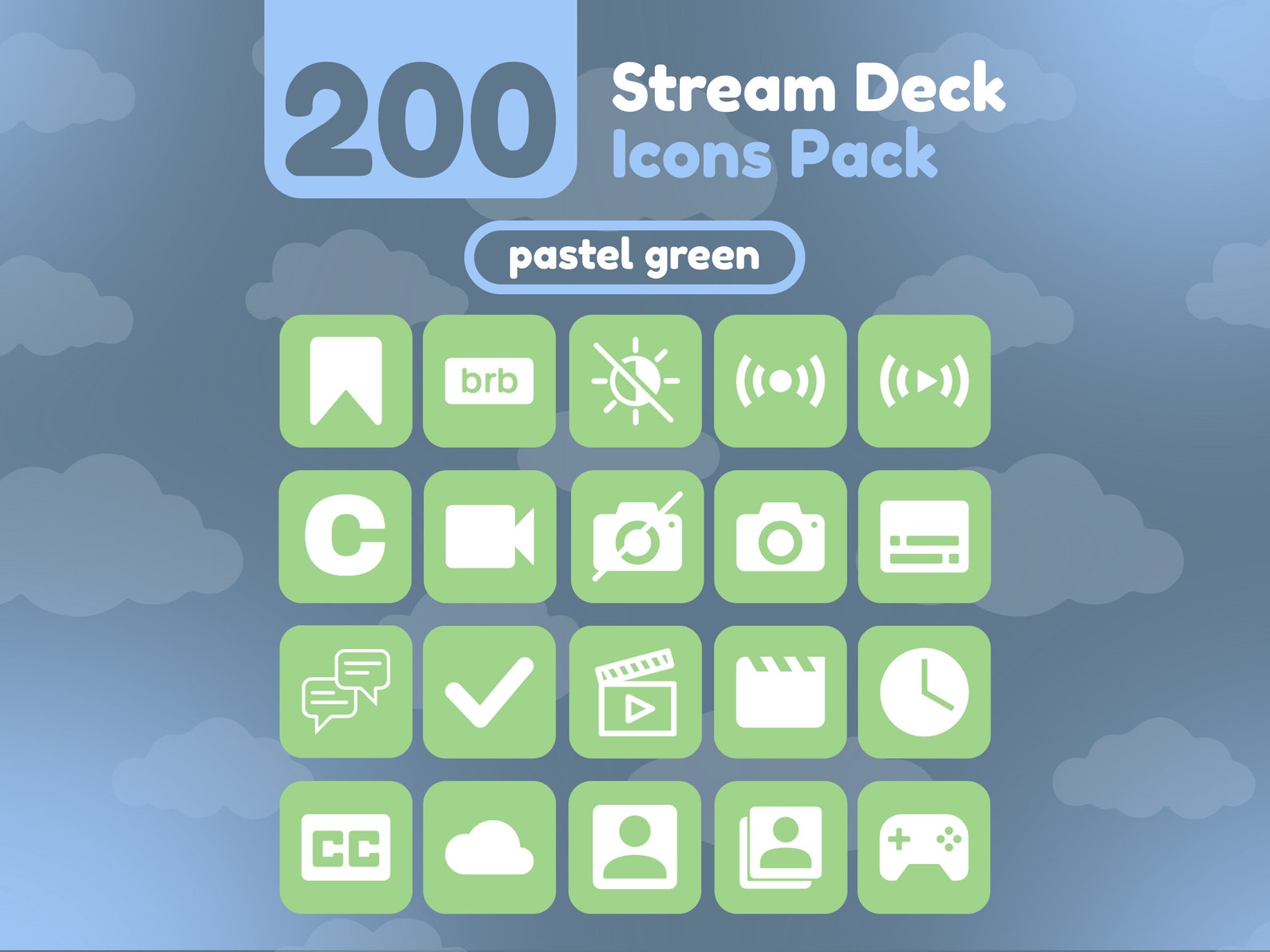 200 Stream Deck Icons | Pastel Green Solid | Pastel Collection | Cute ...
