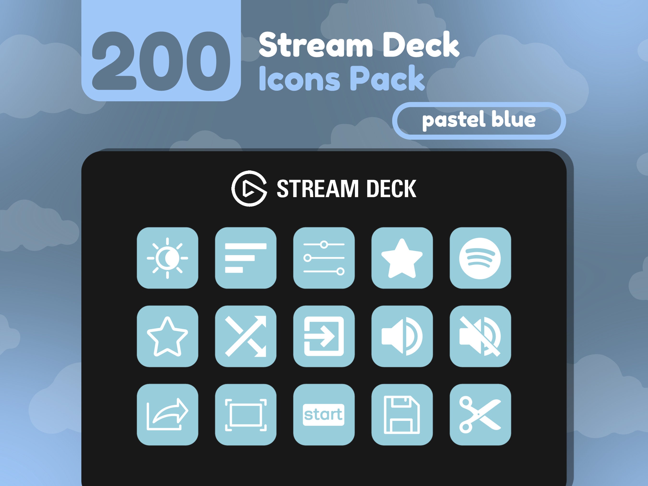 200 Stream Deck Icons | Pastel Blue Solid | Pastel Collection | Cute ...