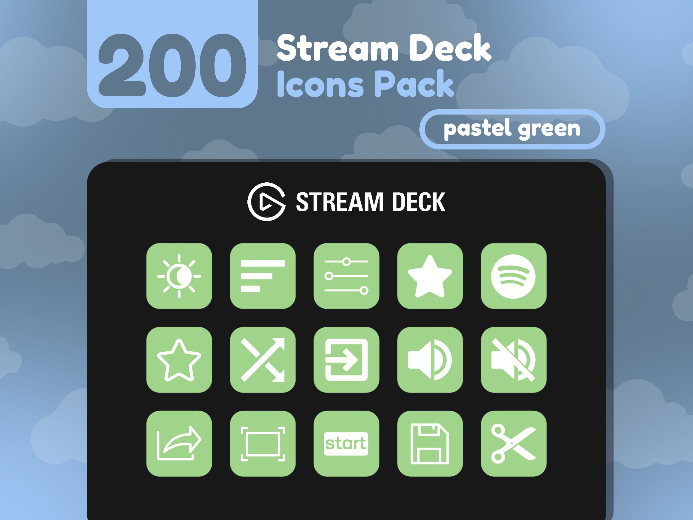 200 Stream Deck Icons | Pastel Green Solid | Pastel Collection | Cute ...