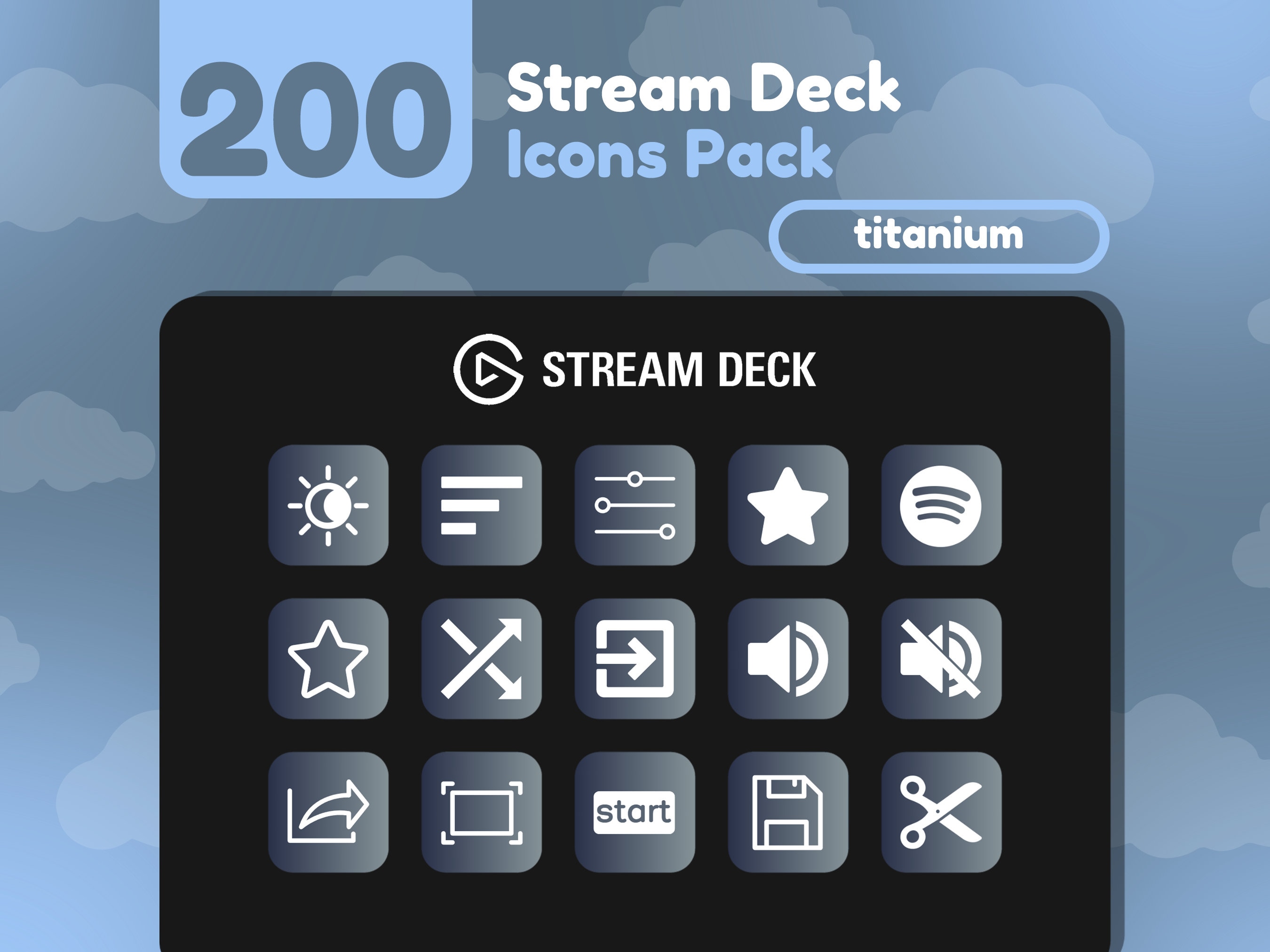 200 Stream Deck Icons | Navy + Grey / Gray Gradient | Titanium ...