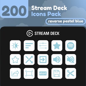 200 Stream Deck Icons | White + Pastel Blue Solid | Reverse Collection ...