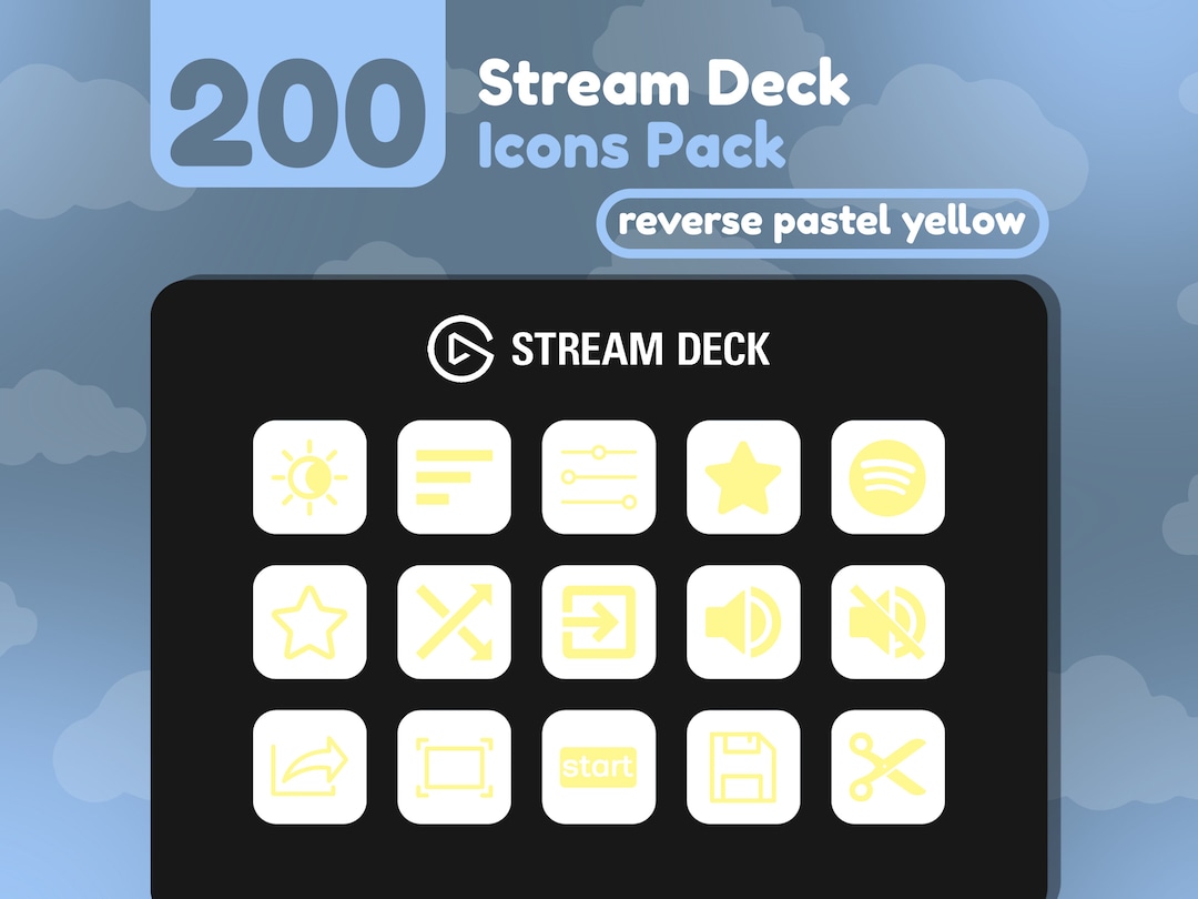 200 Stream Deck Icons | White + Pastel Yellow Solid | Reverse ...