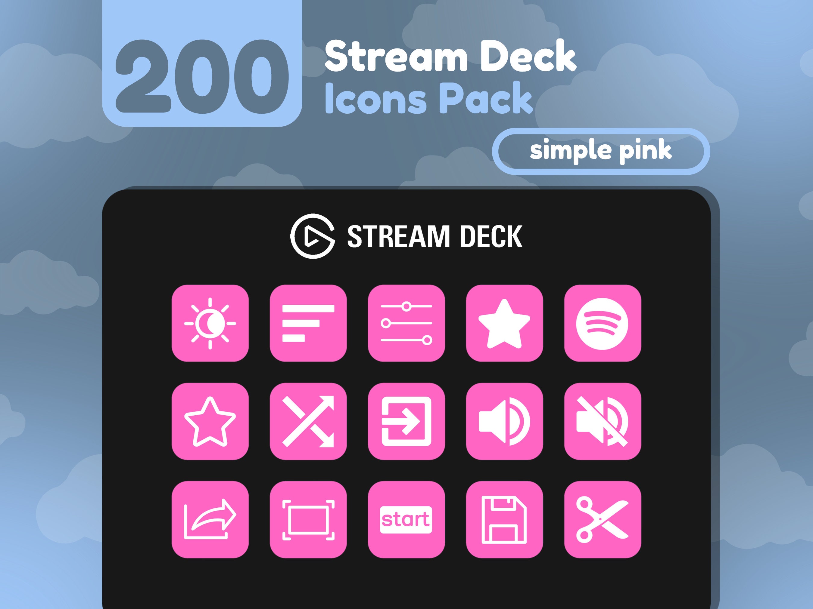 200 Stream Deck Icons | Pink Solid | Rainbow Collection | Cute | Elgato ...