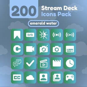200 Stream Deck Icons | Green + Aqua Gradient | Emerald Water ...