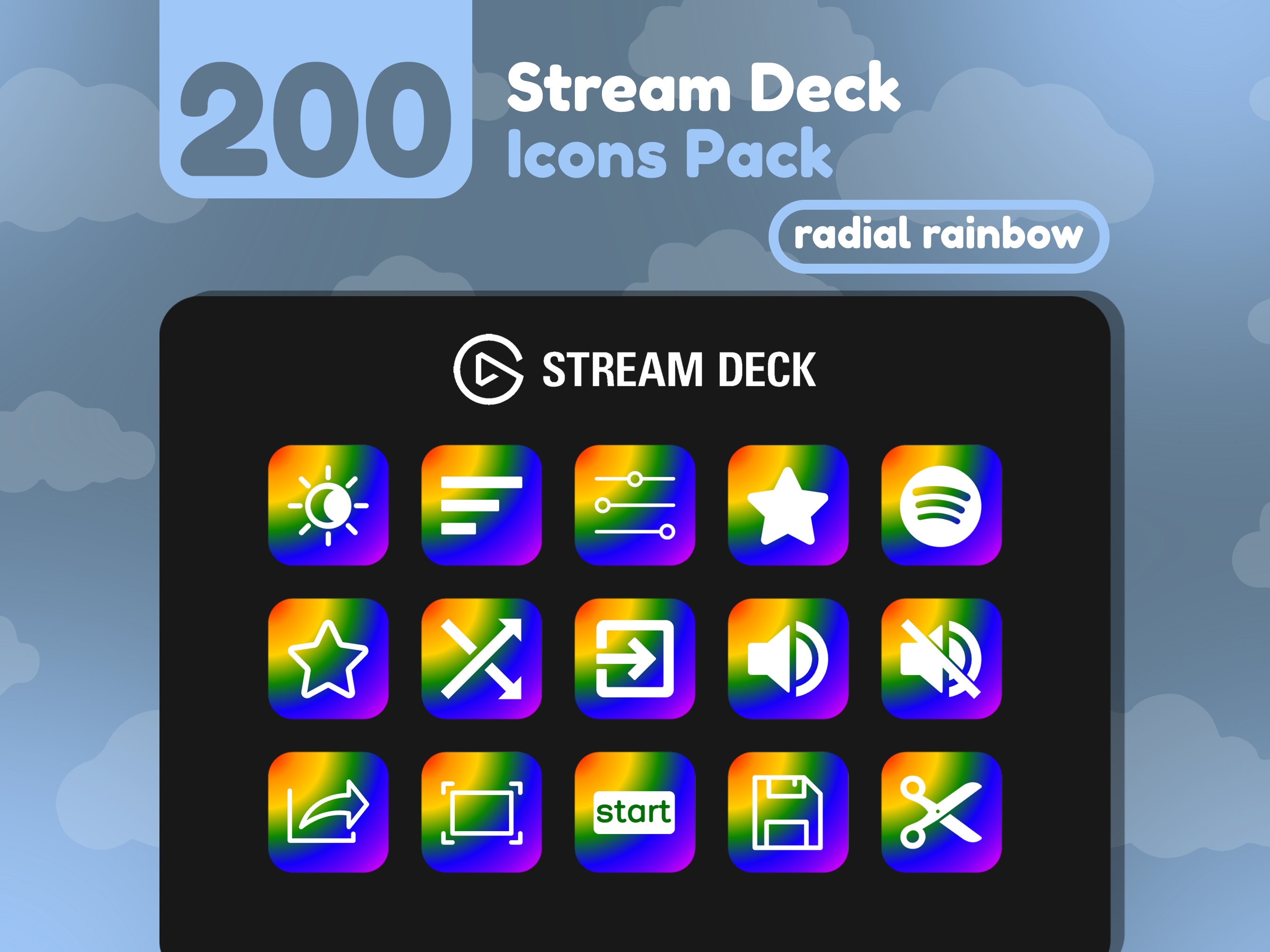 200 Stream Deck Icons | Rainbow Gradient | Rainbow Collection | Cute ...