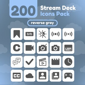 200 Stream Deck Icons | White + Grey / Gray Solid | Reverse Collection ...