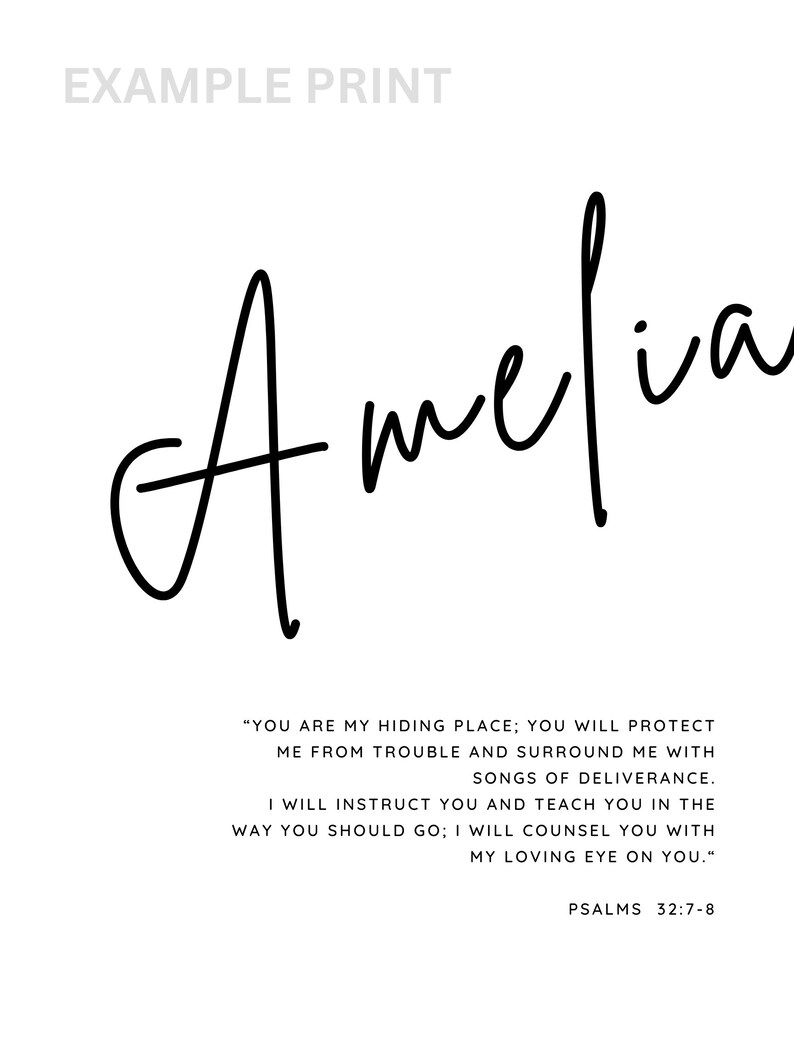 Custom Artsy Name Meaning Lyric Story Print Template for Babies Nursery ...