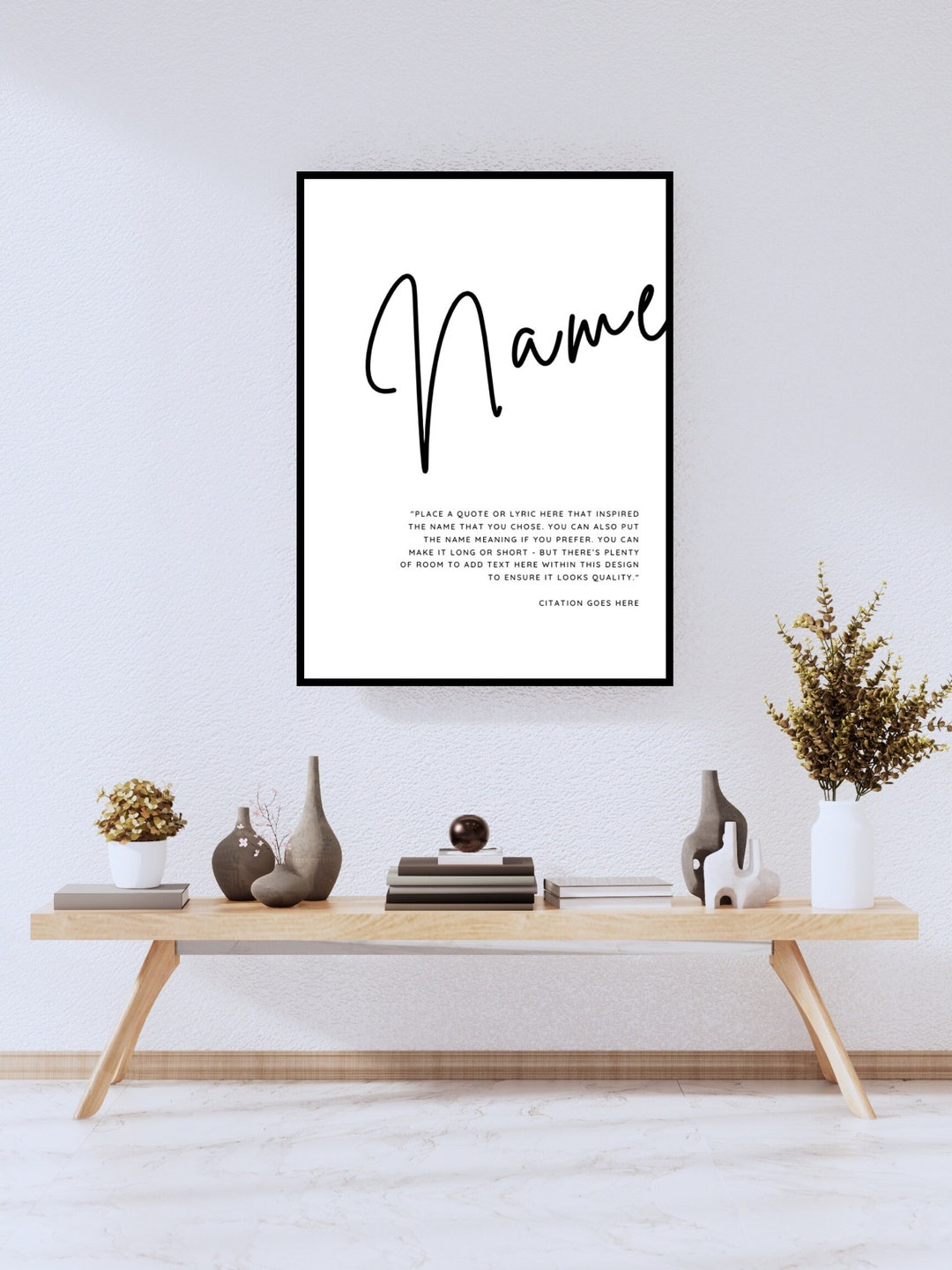 Custom Artsy Name Meaning Lyric Story Print Template for Babies Nursery ...