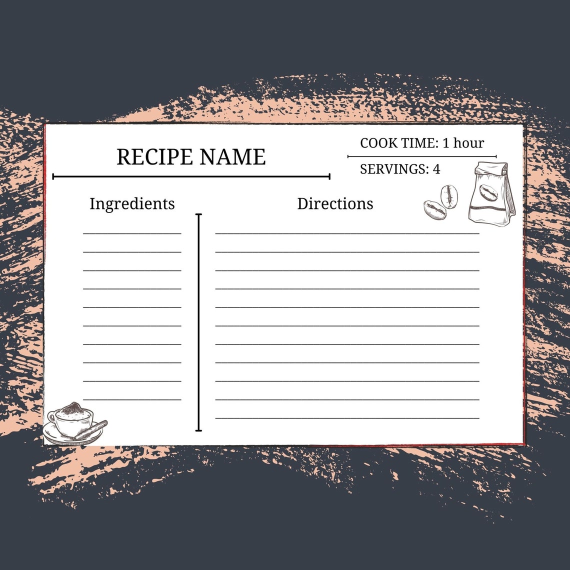 Three Editable Recipe Card Templates, Printable Recipe Card Templates ...