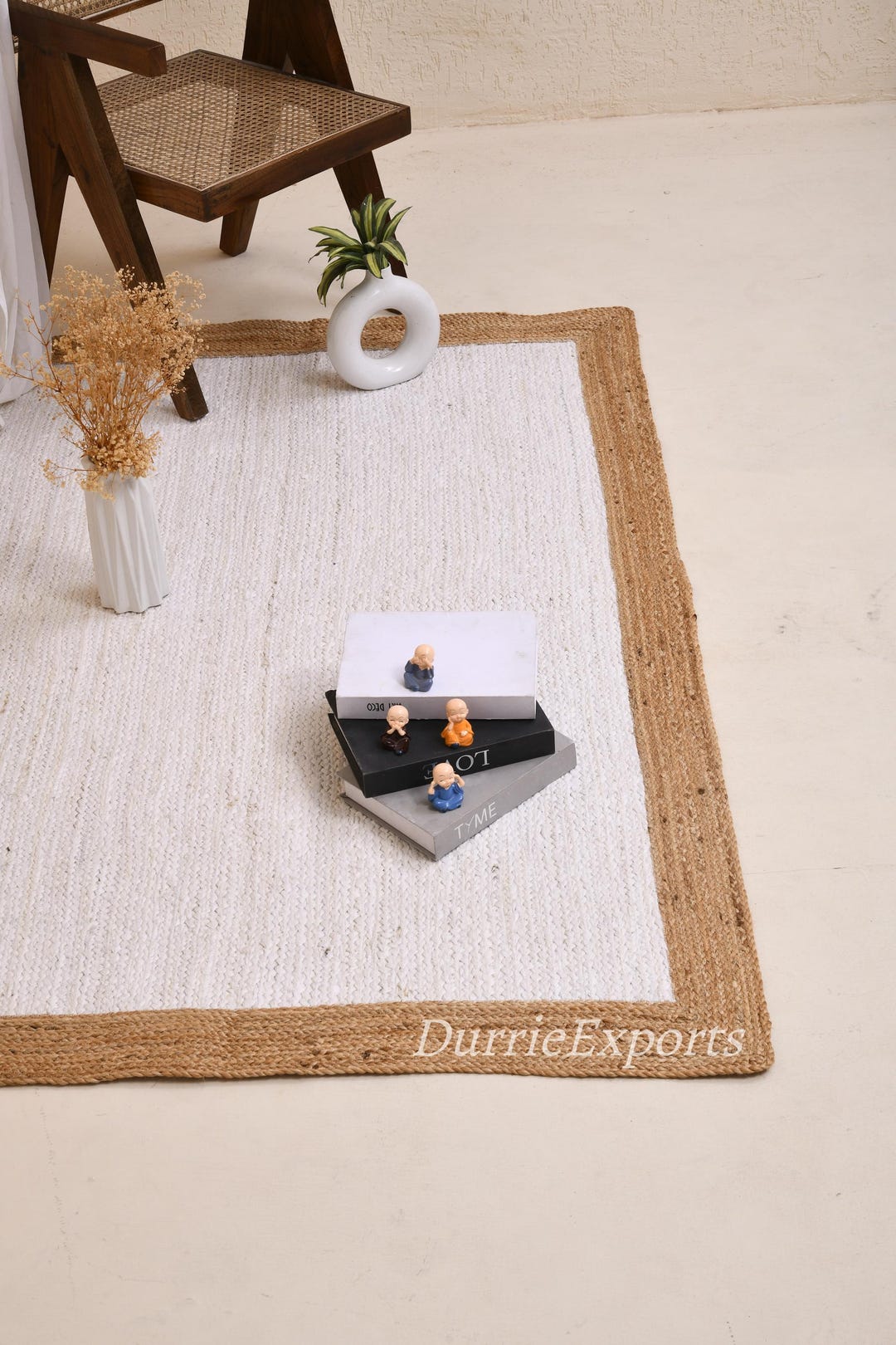 Natural Jute White Area Rug Large Area Rug Living Area Rug Modern Area ...