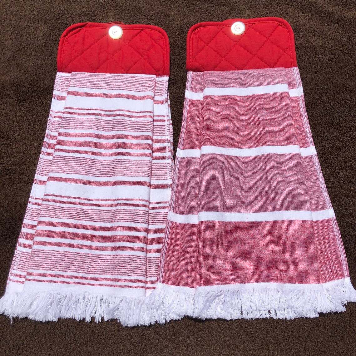 Red Stripes Hanging Kitchen Towel Double-sided Hand Towel - Etsy