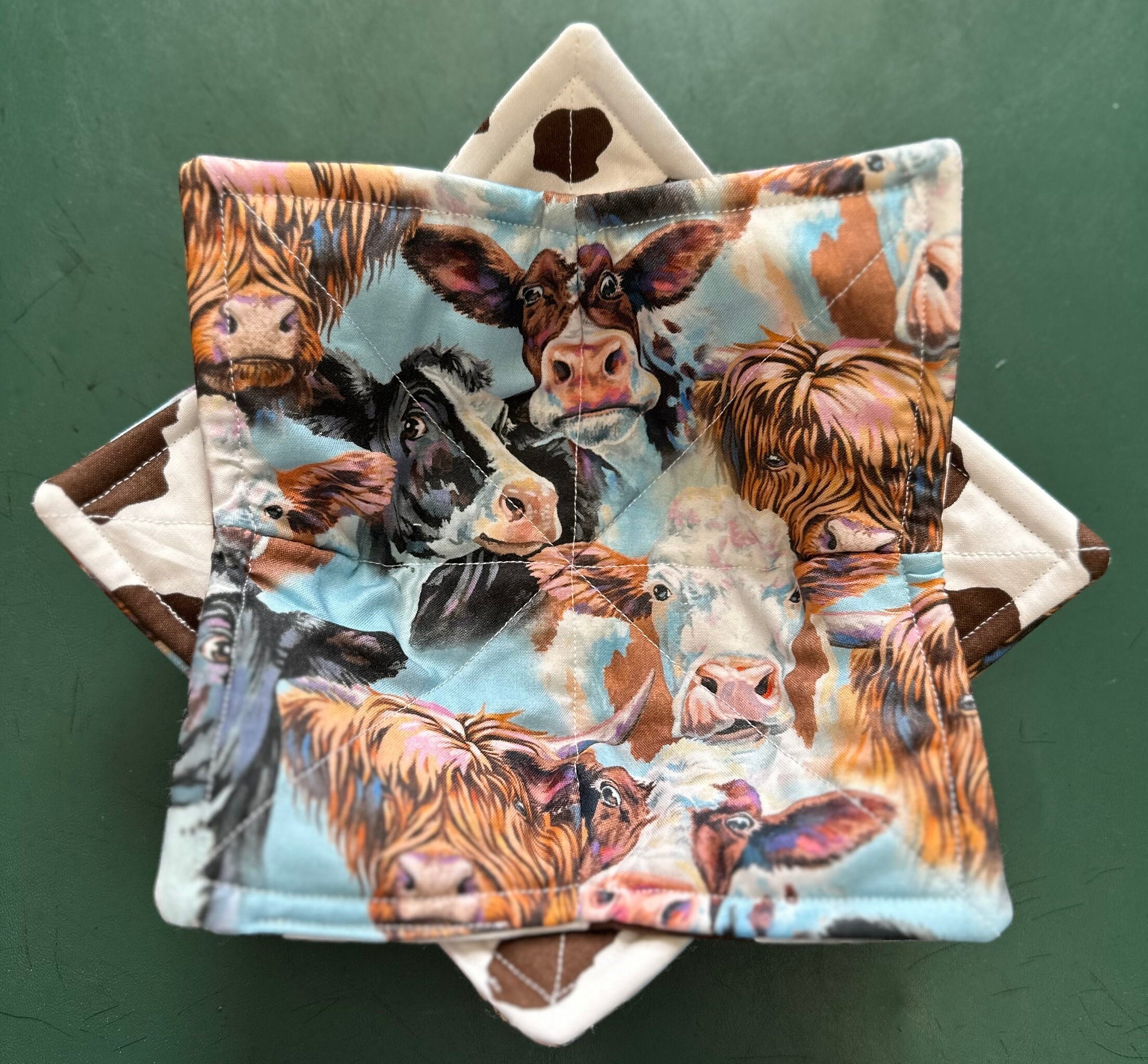 Cow Portraits Microwave Safe Bowl Cozy Reversible Hot and - Etsy