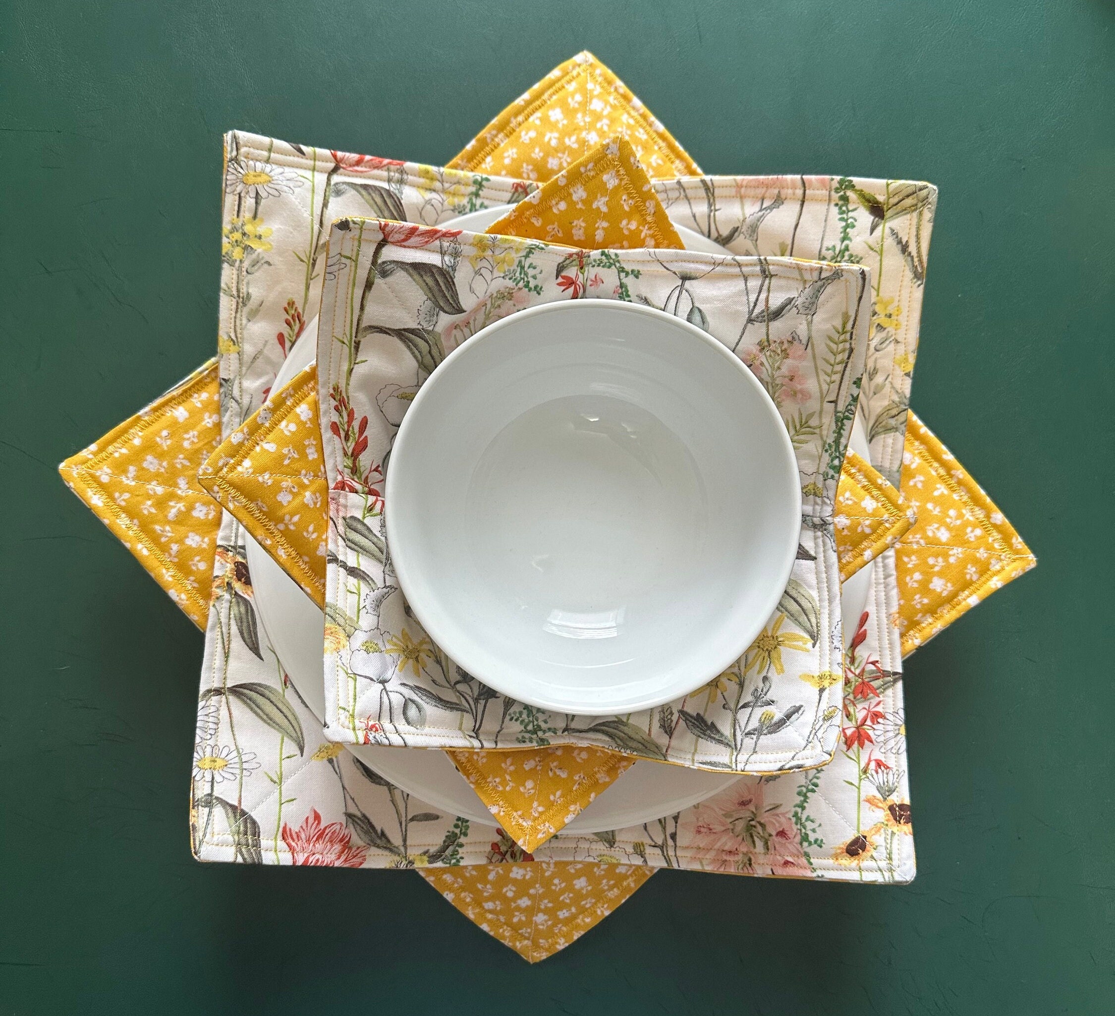 Wildflowers Microwave Bowl Cozy, Plate Cozy, Reversible, Vintage Floral ...