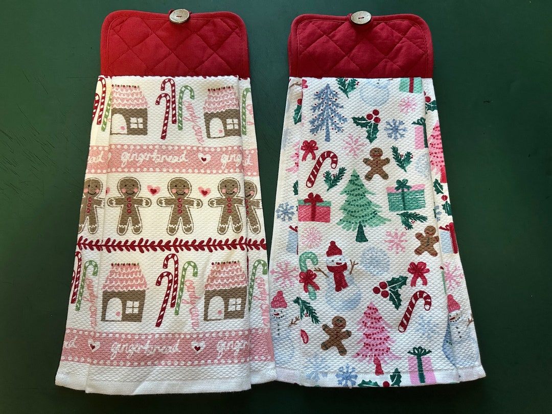Christmas Gingerbread Towels, Double-sided Hand Towel, Red Potholder ...