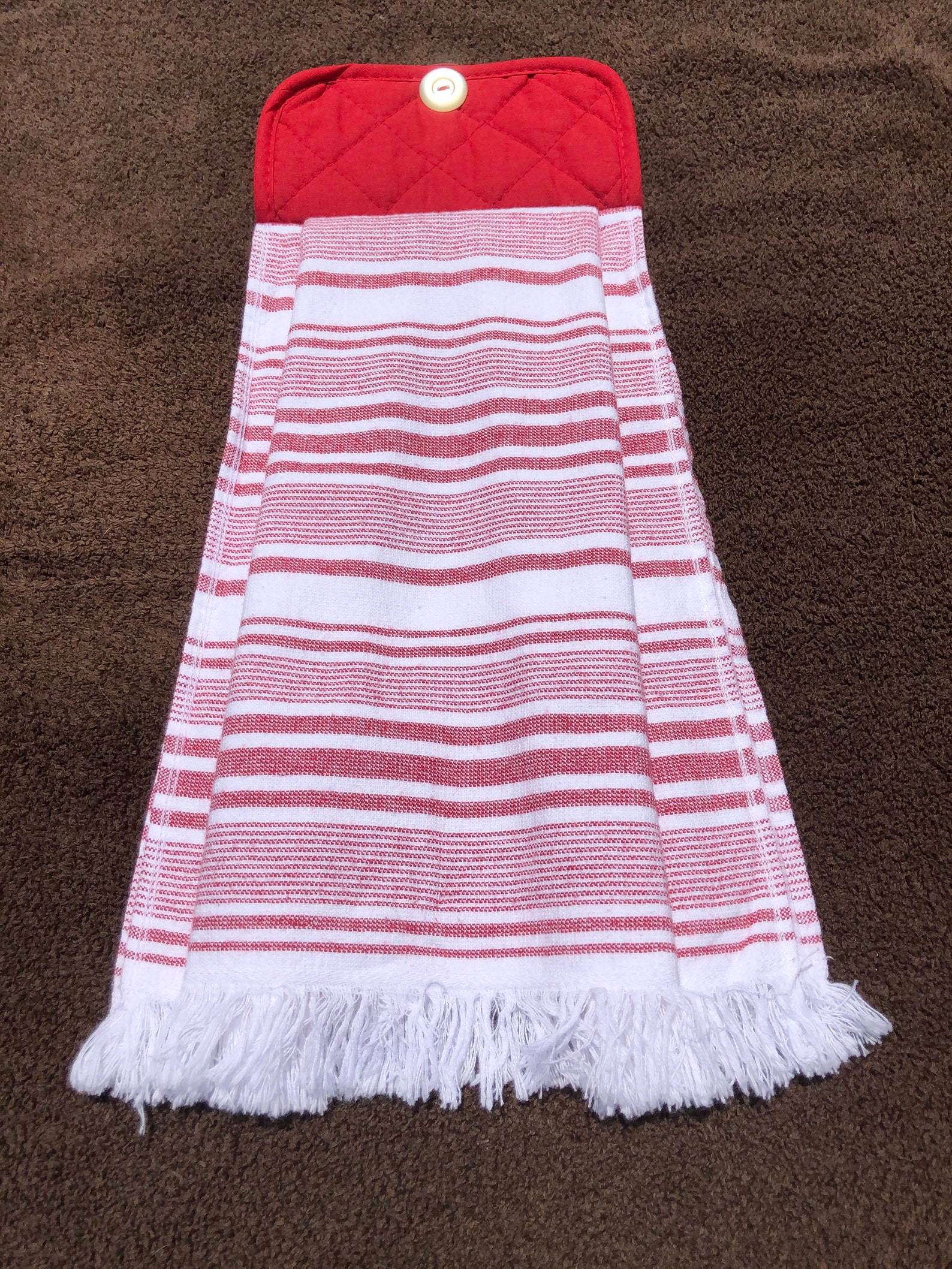 Red Stripes Hanging Kitchen Towel Double-sided Hand Towel - Etsy