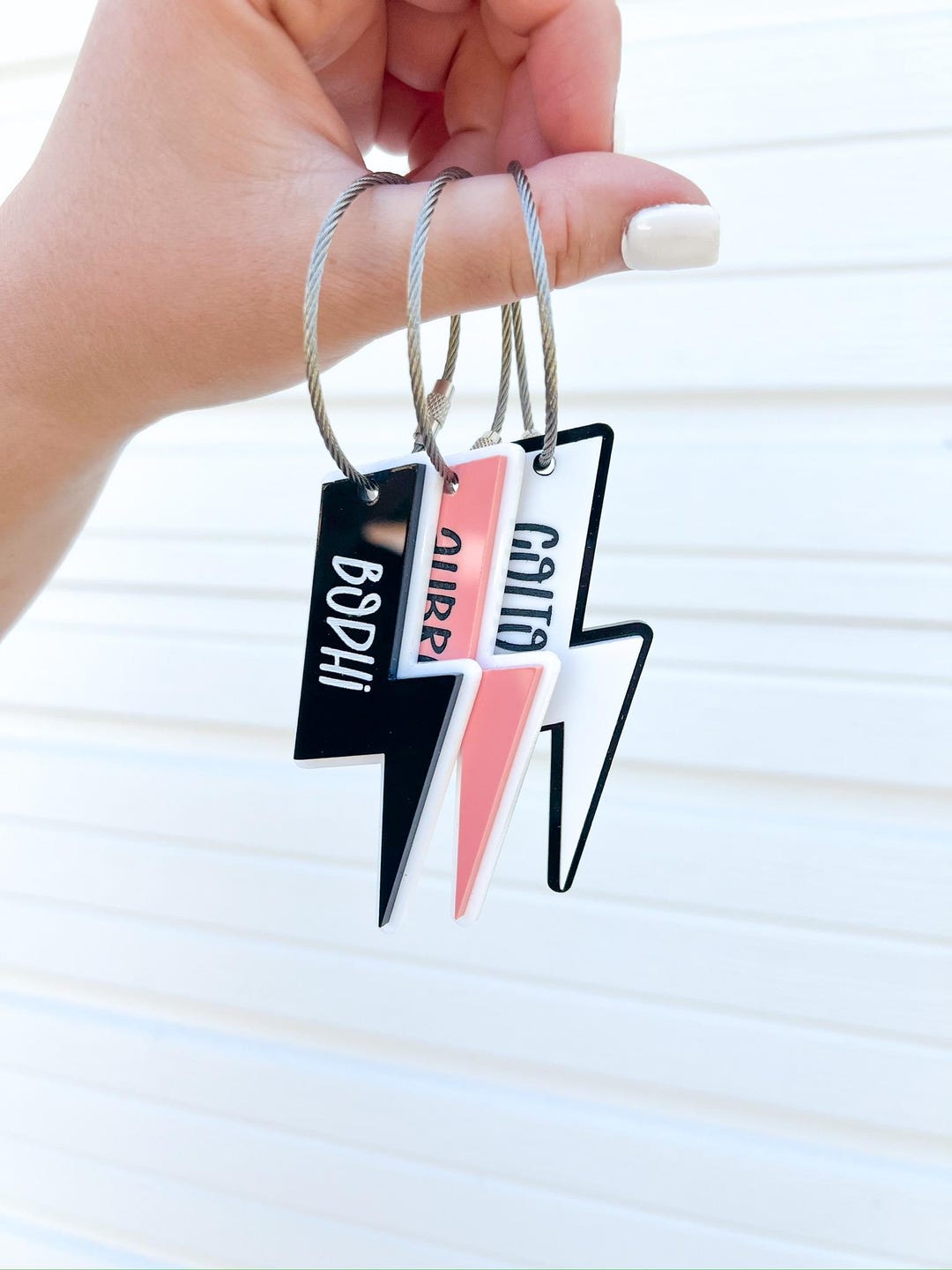 Lightning Bolt Keychain | Acrylic | Water Bottle Name Tag | Kids ...
