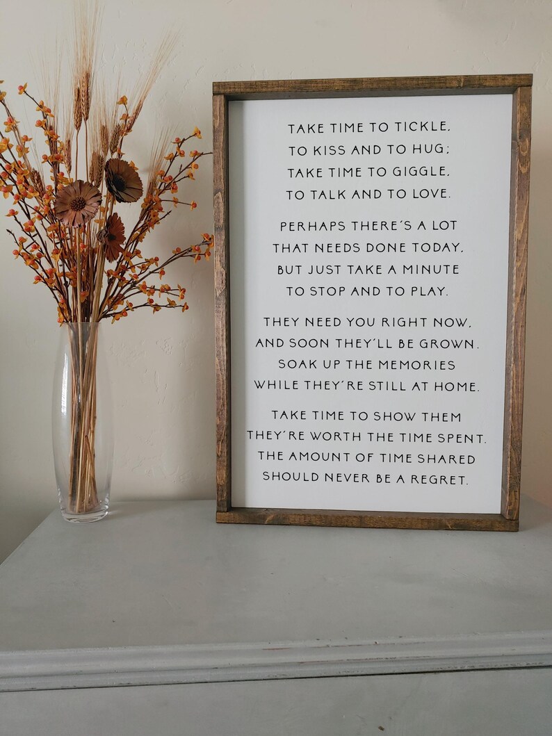 Take Time to Tickle, Take Time to Love | Framed Wood Sign | Wall Art - Etsy