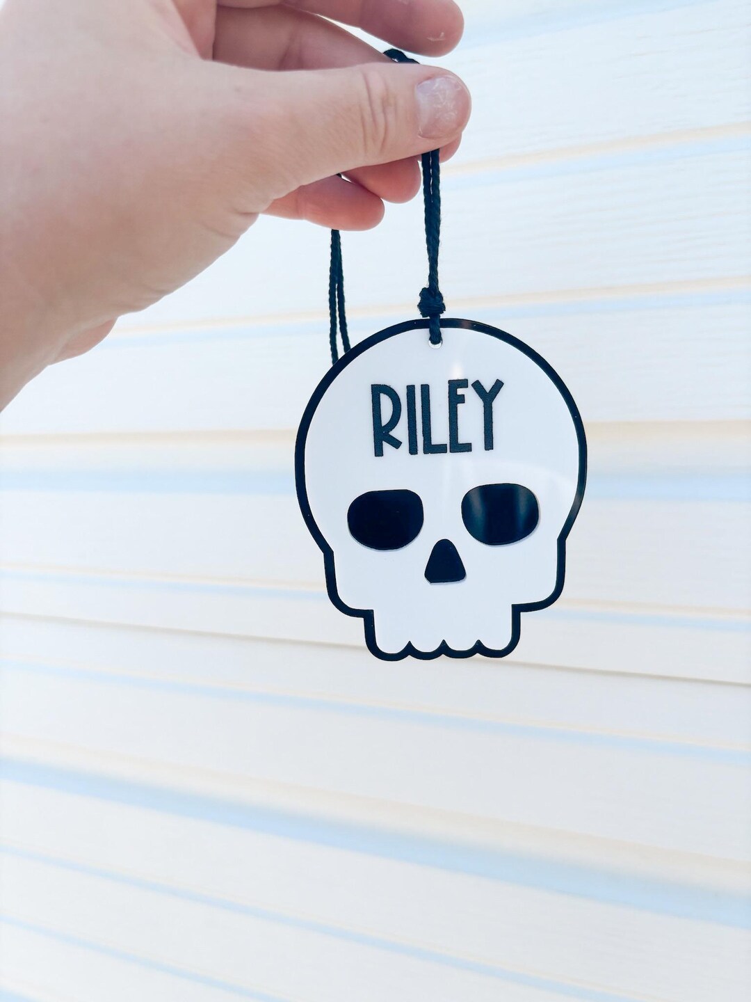 Halloween Skull Basket Name Tag | Acrylic | Keychain - Etsy