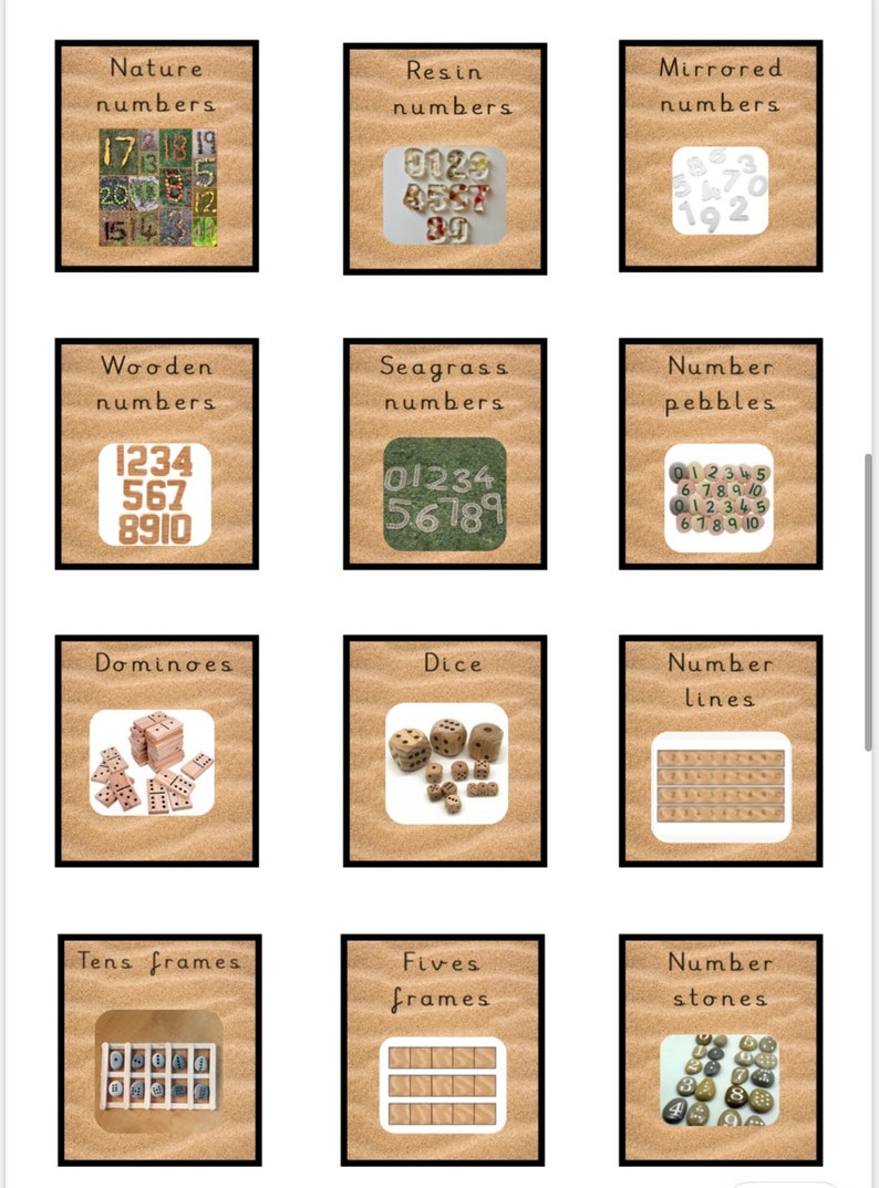 Natural Objects and Math Resources - Sand Natural Classroom Labels - Etsy