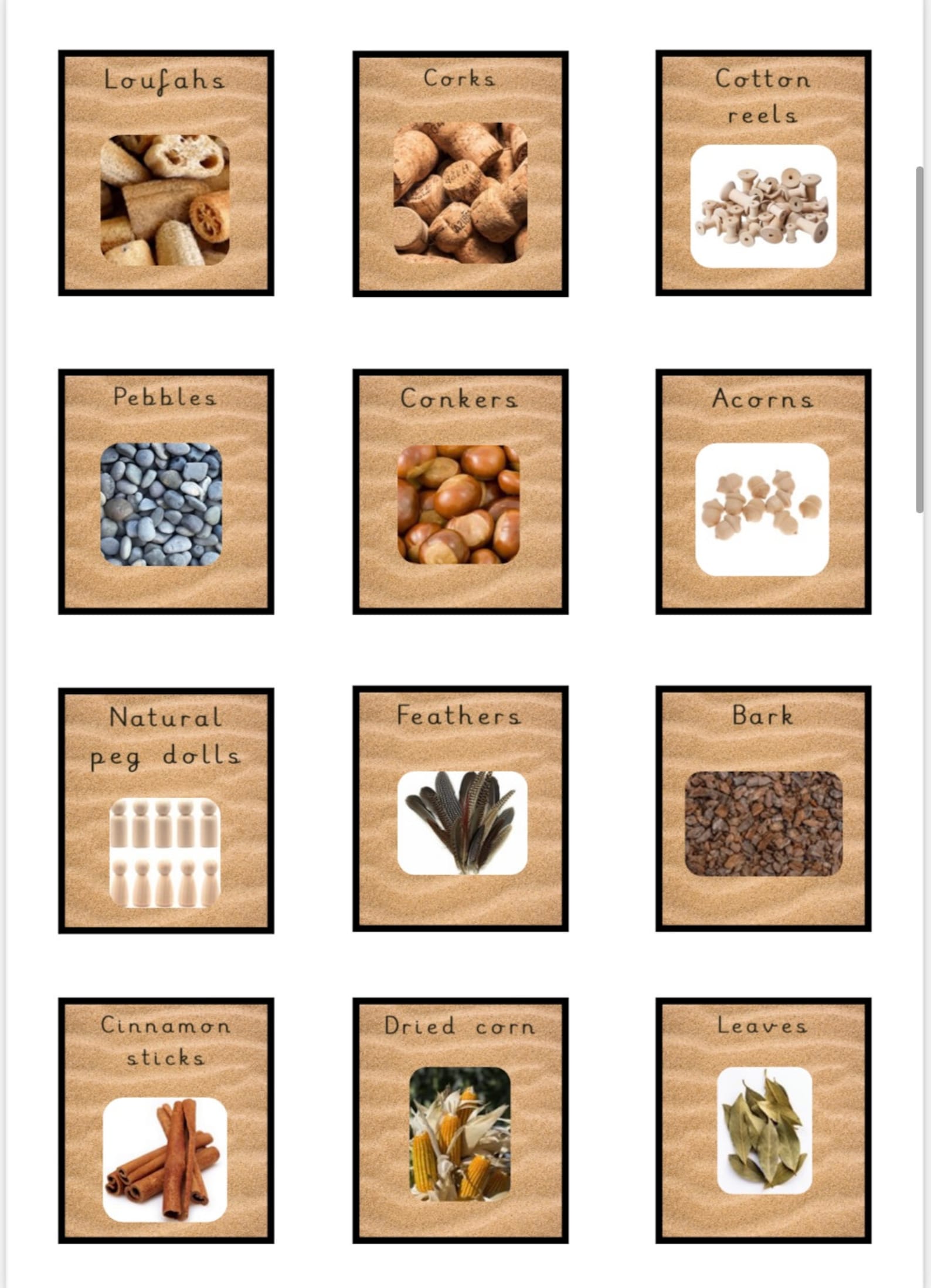 Natural Objects and Math Resources - Sand Natural Classroom Labels - Etsy