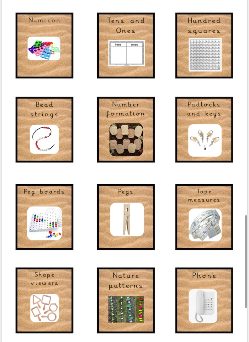 Natural Objects and Math Resources - Sand Natural Classroom Labels - Etsy