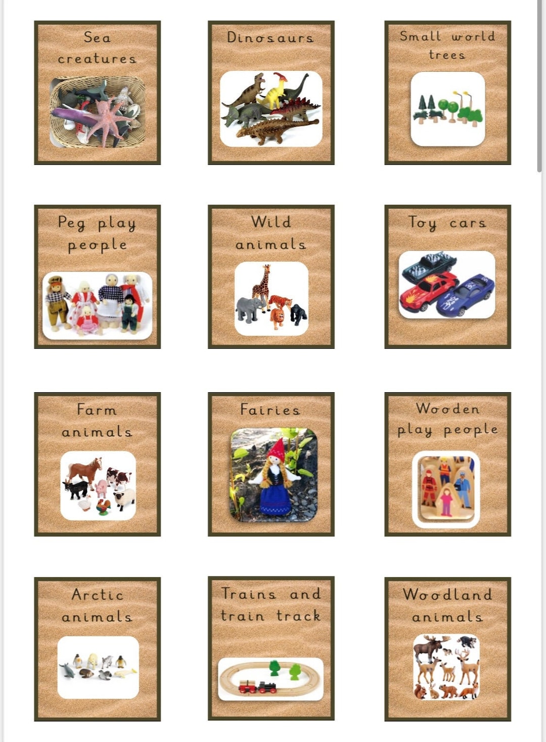 Natural Sand Classroom Labels - Small World, Construction, Loose Parts ...